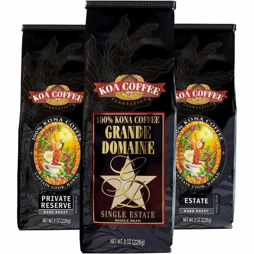 Koa Coffee Dark Roast Whole Bean Kona Coffee Tri-Pack - Best Quality Coffee