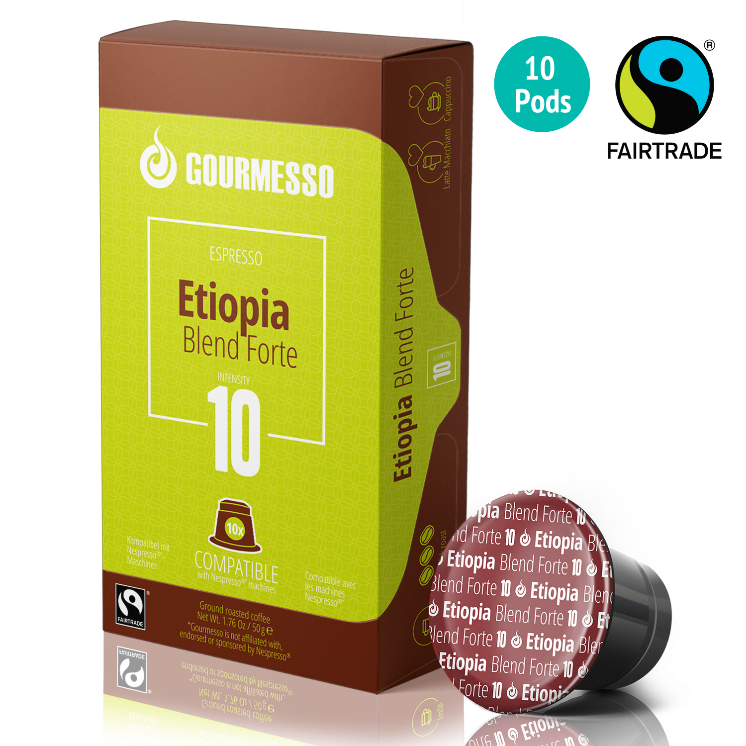 Gourmesso Etiopia Blend Forte - Fairtrade - 10 Pods - Best Quality Coffee