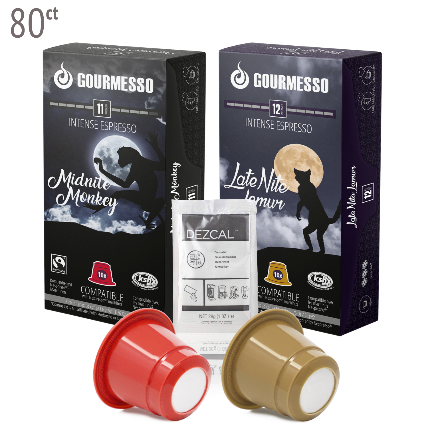 Nite Edition 80 - 2 Blends + Free Descaler ($.46/Pod) - Best Quality Coffee