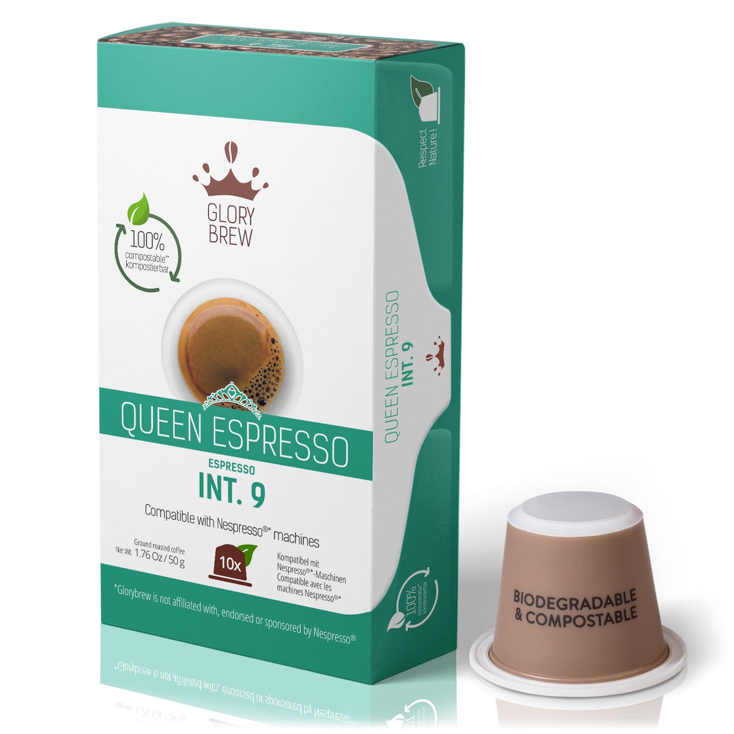 Glorybrew Nespresso Compostable Pods - Queen Espresso 10ct - Best Quality Coffee