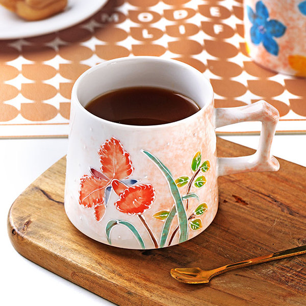 Ceramic Flower Mug - Creative Relief Design - Best Quality Coffee