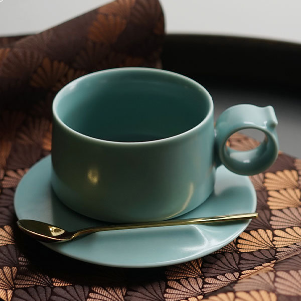 Ring Handle Coffee Mug - Ceramic - Red - Green - Best Quality Coffee