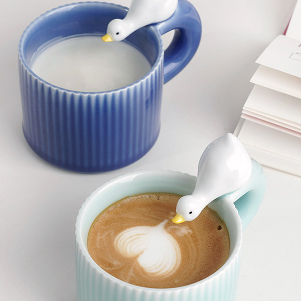Cute Goose Coffee Mug - Ceramic - Blue - Green - Best Quality Coffee