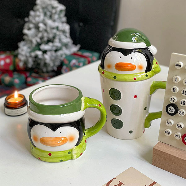 Cute Christmas Mug - Ceramic - Snowman - Penguin - Santa Claus - Best ...