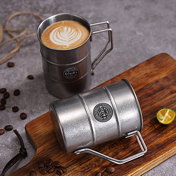 Industrial Style Vintage Mug - Stainless Steel - Oil Drum Design - Best ...