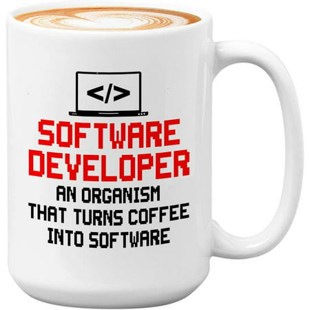 Progammer Mug White 15oz - Turns Coffee Into Software - Programmer Programming Coding Software ...