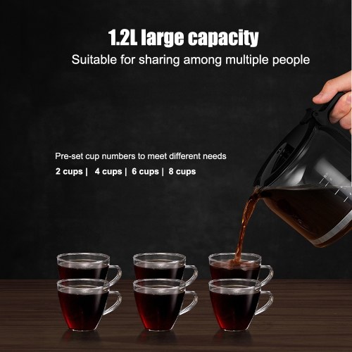 Programmable Coffee Maker with Timer 1050 Watts 1.2L Large Capacity 2-8 ...