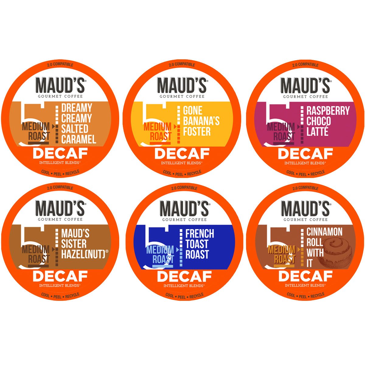 Maud's Decaf Flavored Coffee Pods Sampler Variety Pack (6 Flavors) - 48 ...