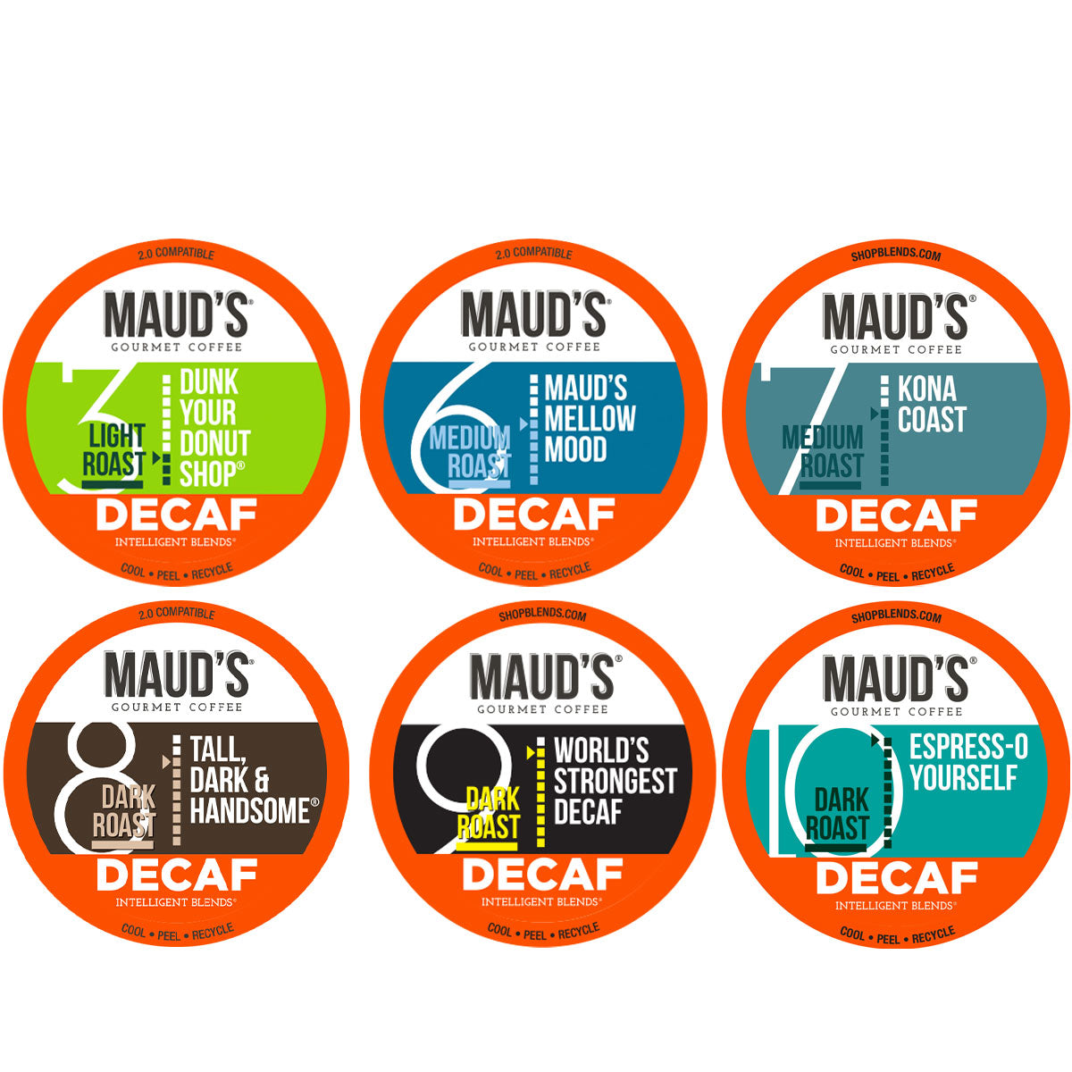 Maud's Decaf Coffee Pods Variety Pack (6 Blends) - 54 Pods - Best ...