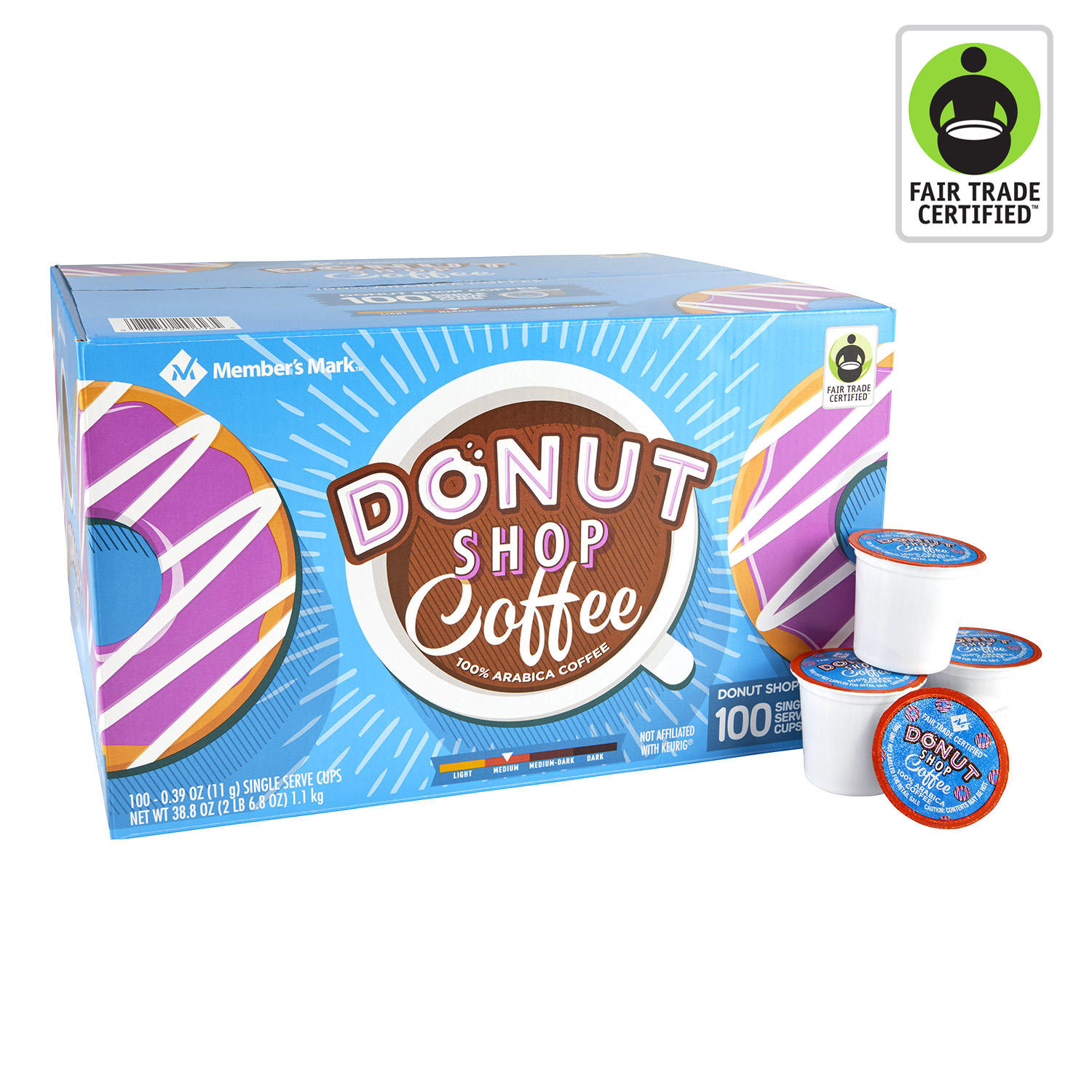Member's Mark Medium Roast Coffee Pods, Donut Shop, 100 ct. - Best ...